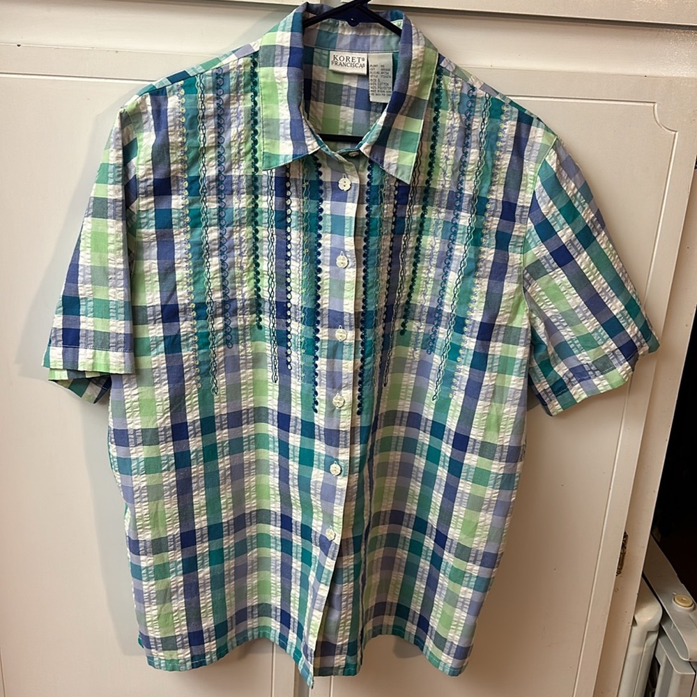Beautiful Vintage Koret Francisca Blouse. Size L. Blu… - Gem